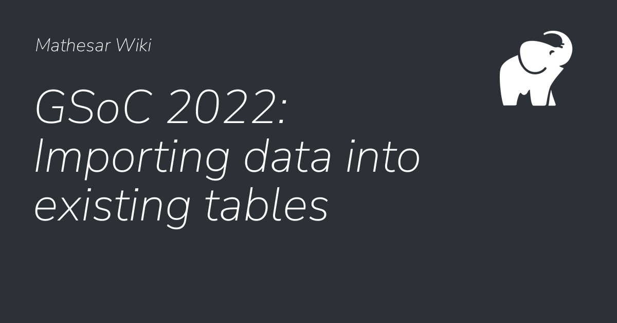 GSoC 2022: Importing data into existing tables - Mathesar Wiki